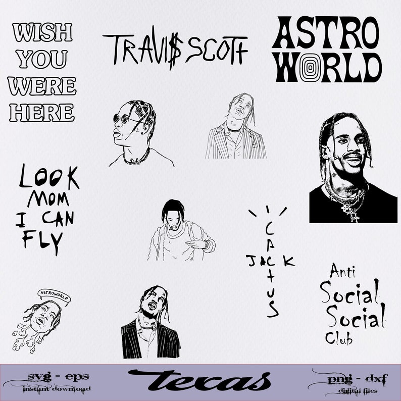 Travis Scott Svg Bundle, Travis Scott Png, Travis Scott Stickers ...