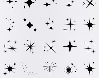 Sparkle SVG Bundle, Sparkle Stars SVG, Sparkle Star Silhouette Stars Svg, Star Clipart, Bright ...