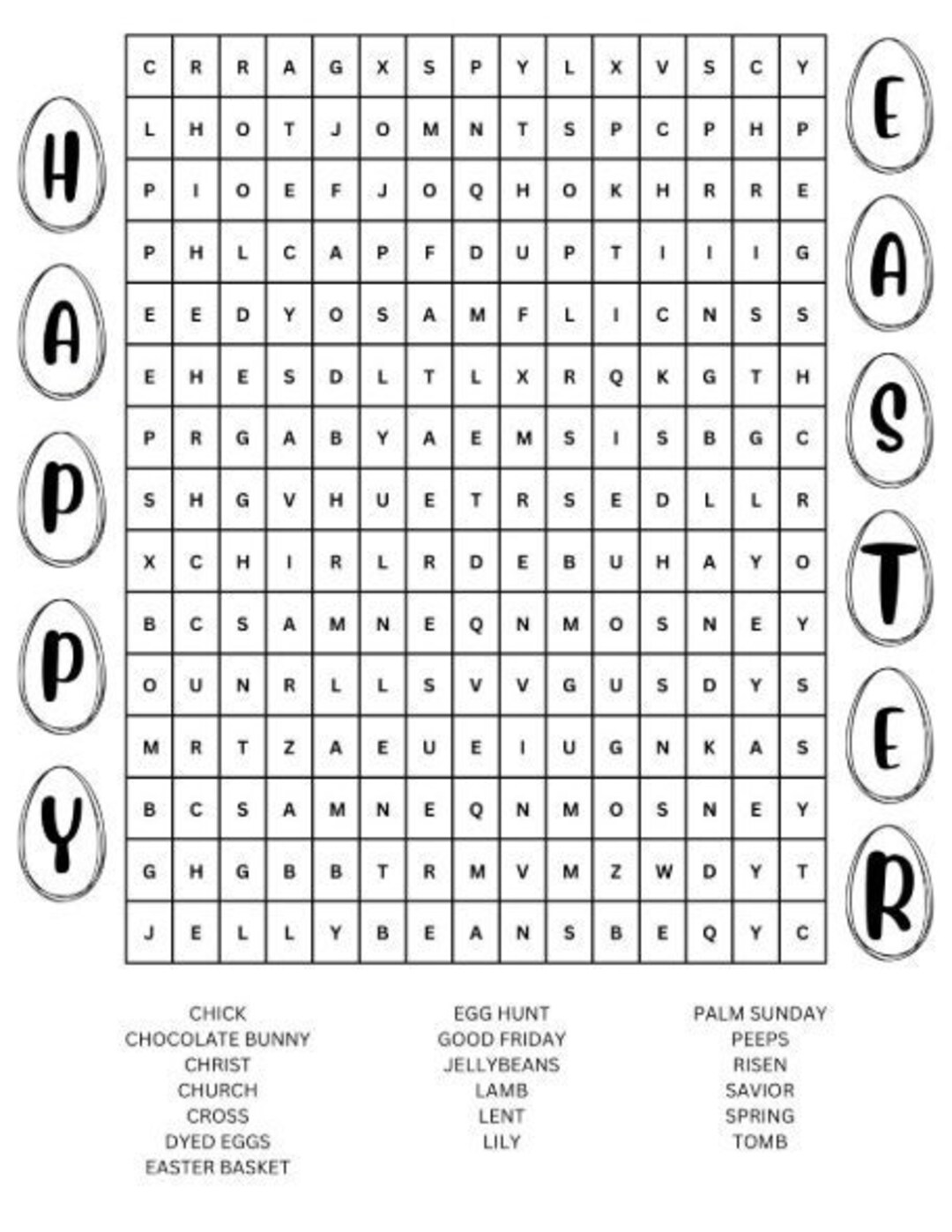 Happy Easter Word Search - Etsy