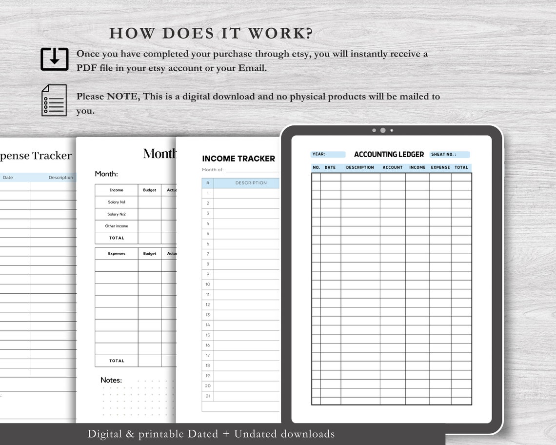Ledger Book Printable, Finance Organizer, Printable Budget Planner ...
