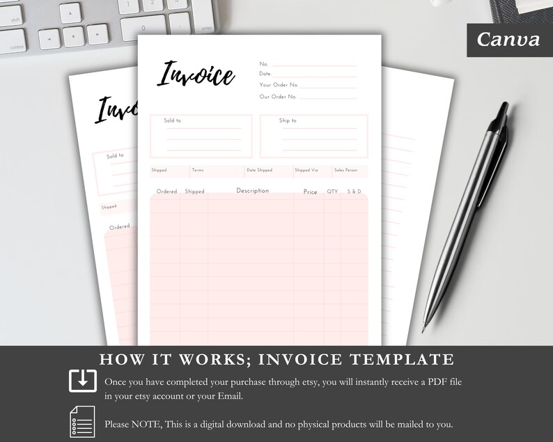 Classic Invoice Template for Small Business, Editable Invoice PDF ...
