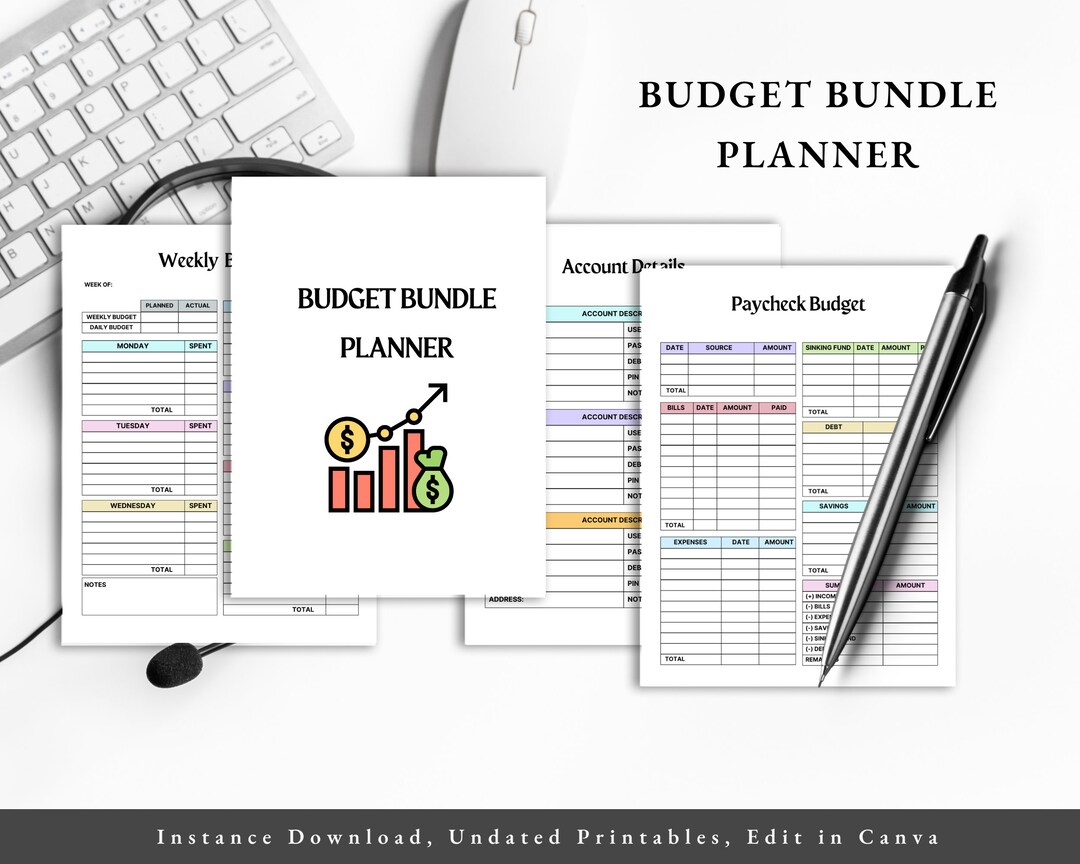 Budget Bundle Planner Pack, Expense Tracker Set, Finance Notepad ...
