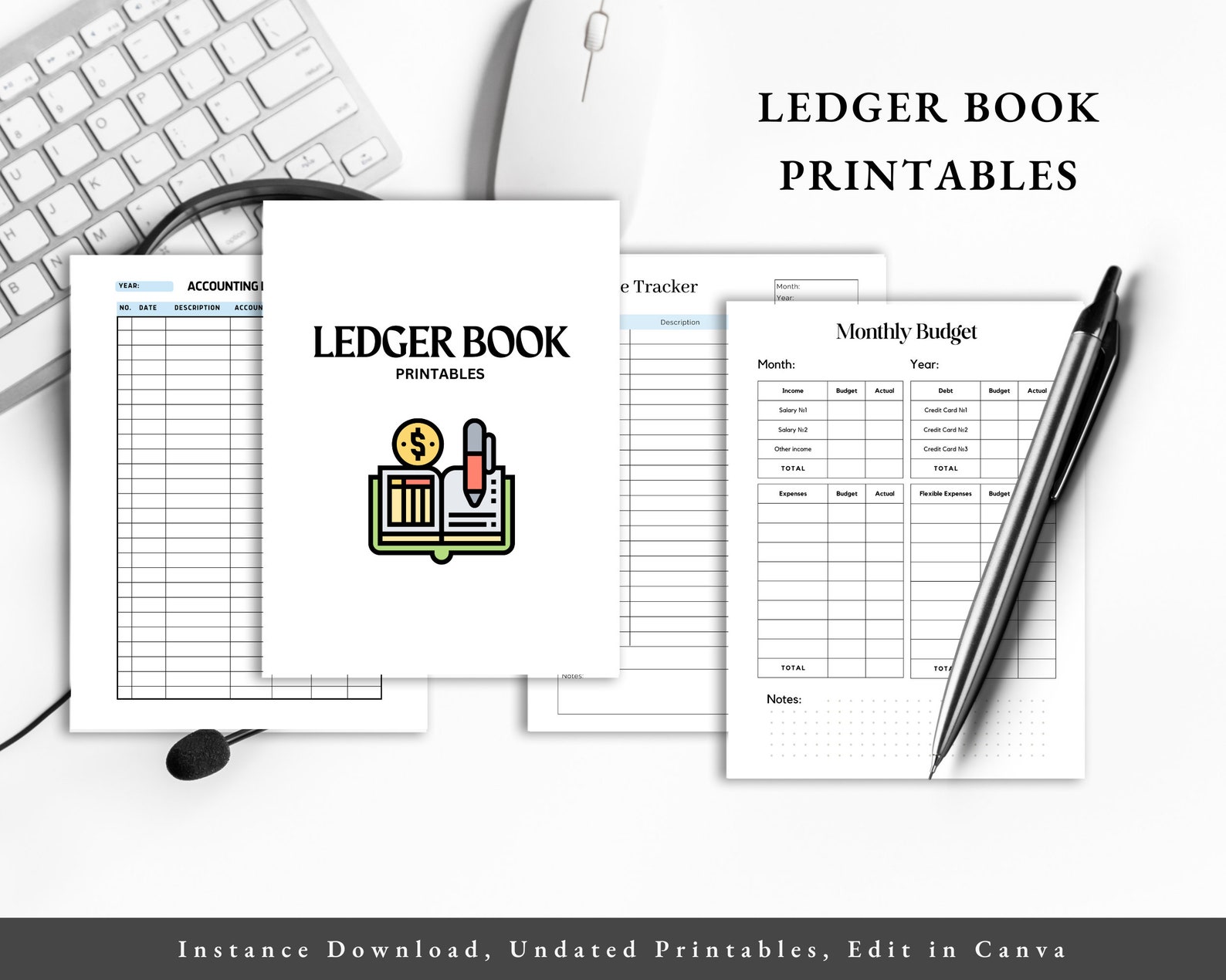Ledger Book Printable, Finance Organizer, Printable Budget Planner ...