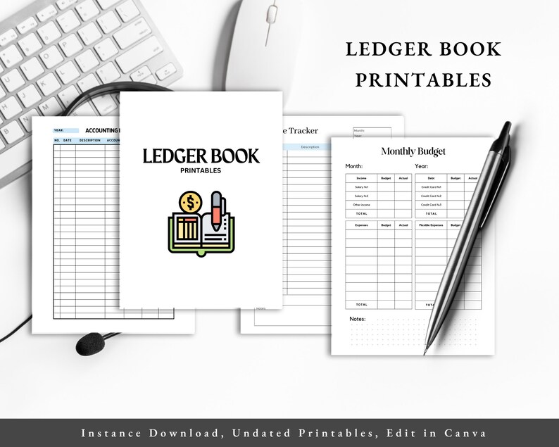 Ledger Book Printable, Finance Organizer, Printable Budget Planner ...