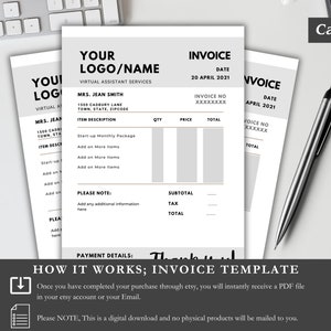 VIRTUAL ASSISTANT Invoice Template, Small Business Templates, Editable ...