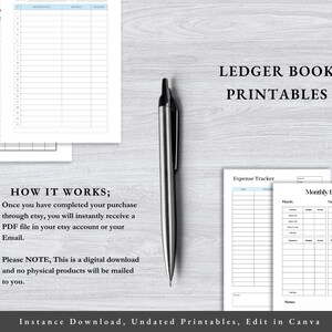 Ledger Book Printable, Finance Organizer, Printable Budget Planner ...