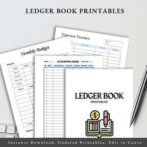 Ledger Book Printable, Finance Organizer, Printable Budget Planner ...