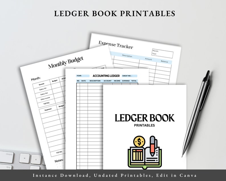Ledger Book Printable, Finance Organizer, Printable Budget Planner ...