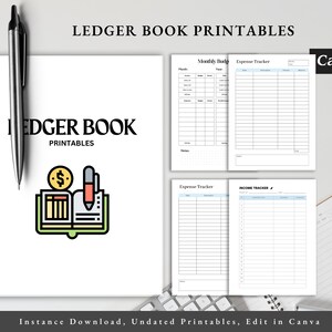 Ledger Book Printable, Finance Organizer, Printable Budget Planner ...