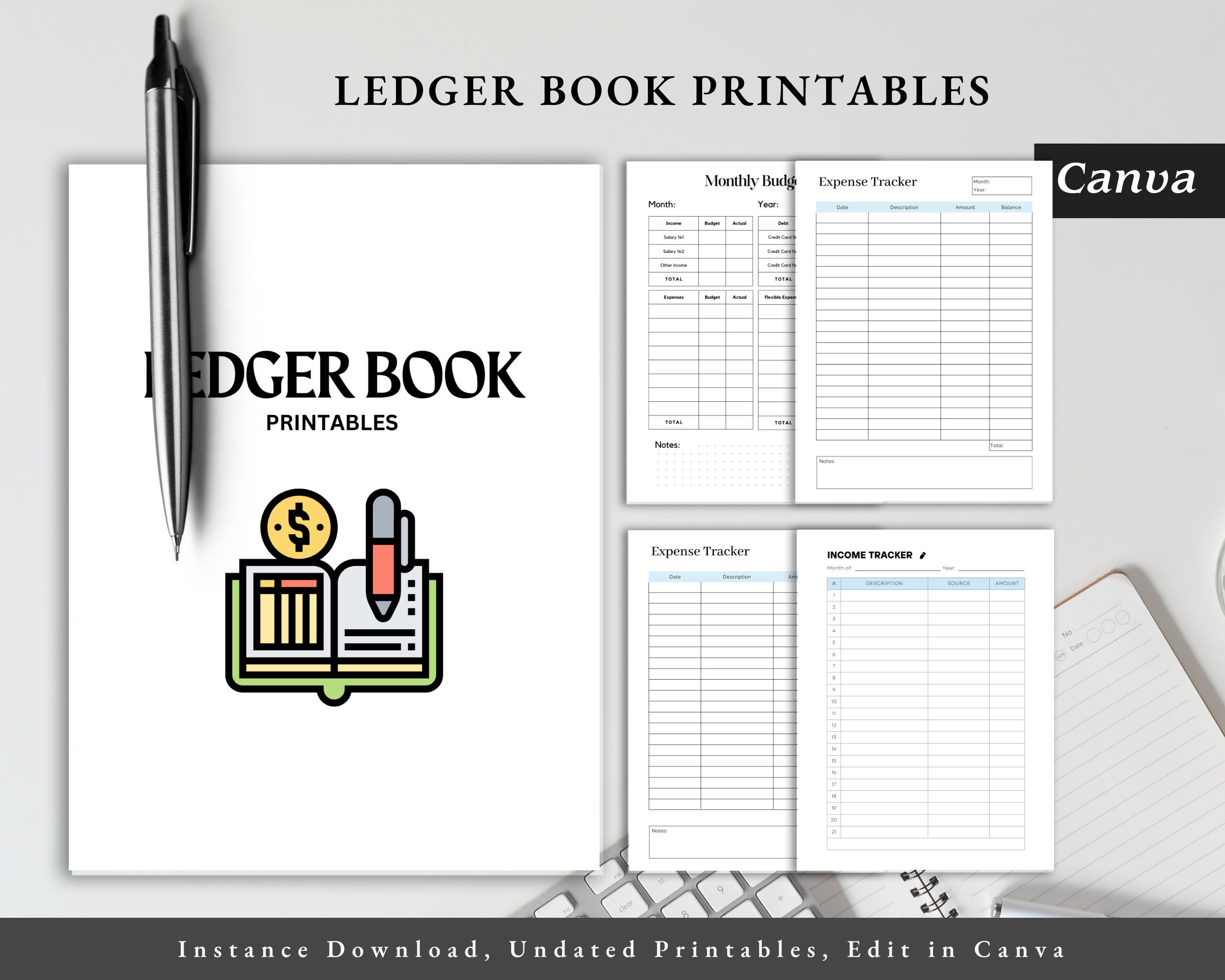 Ledger Book Printable, Finance Organizer, Printable Budget Planner ...