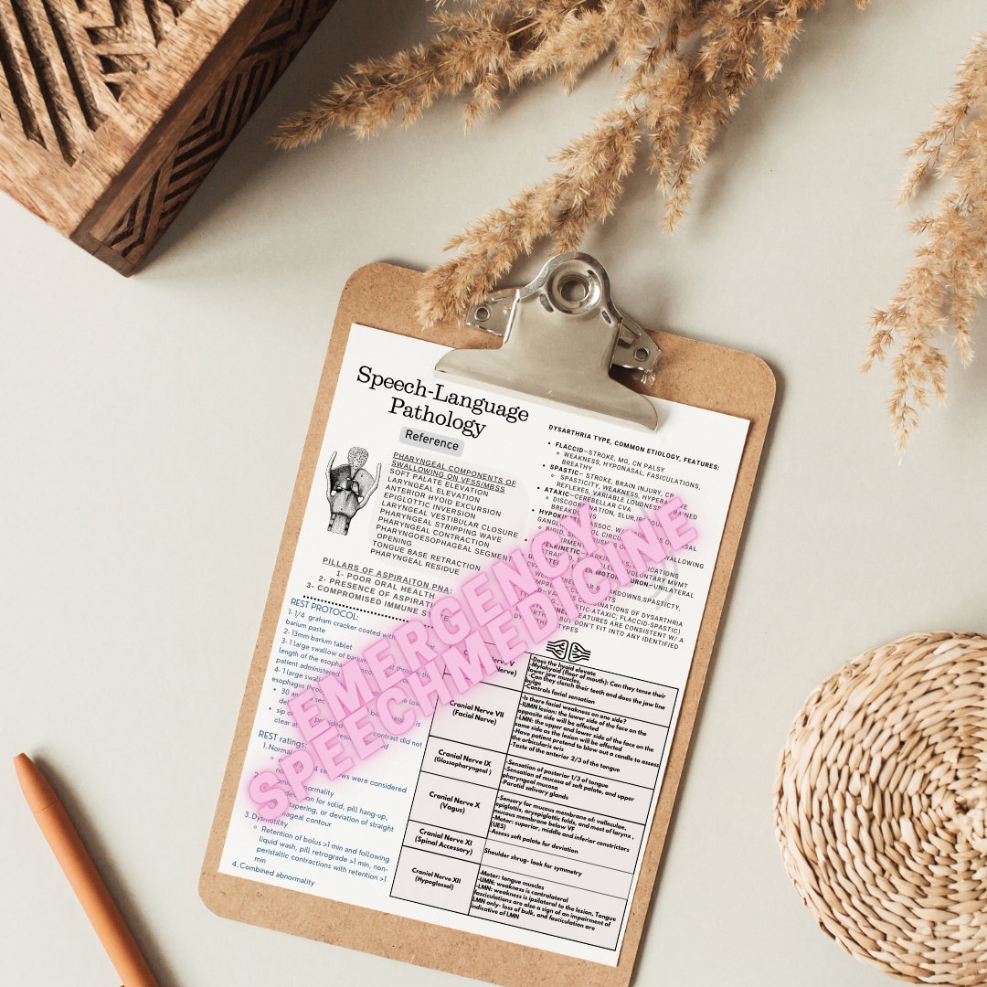 Medical SLP Reference Sheets - Etsy
