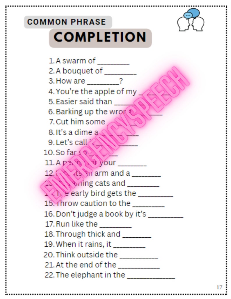 Aphasia Workbook *digital* - Etsy