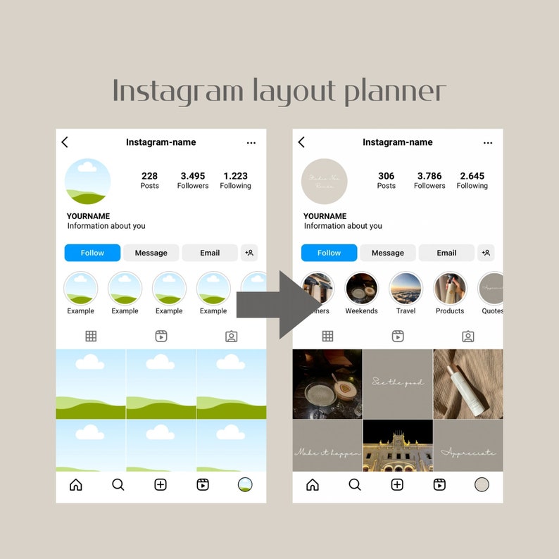 Instagram Profile Planner Template, Download and Edit in Canva, 1080px ...