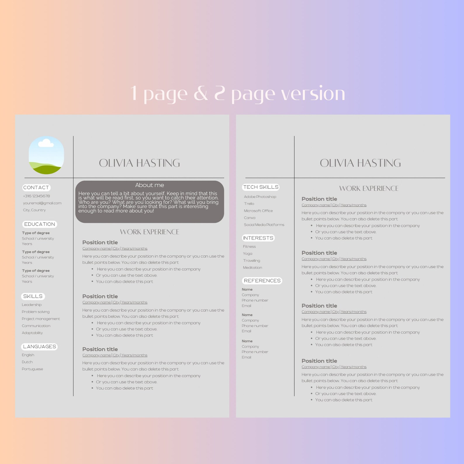 Resume Template, CV Form, Job Application Document, Download and Edit ...