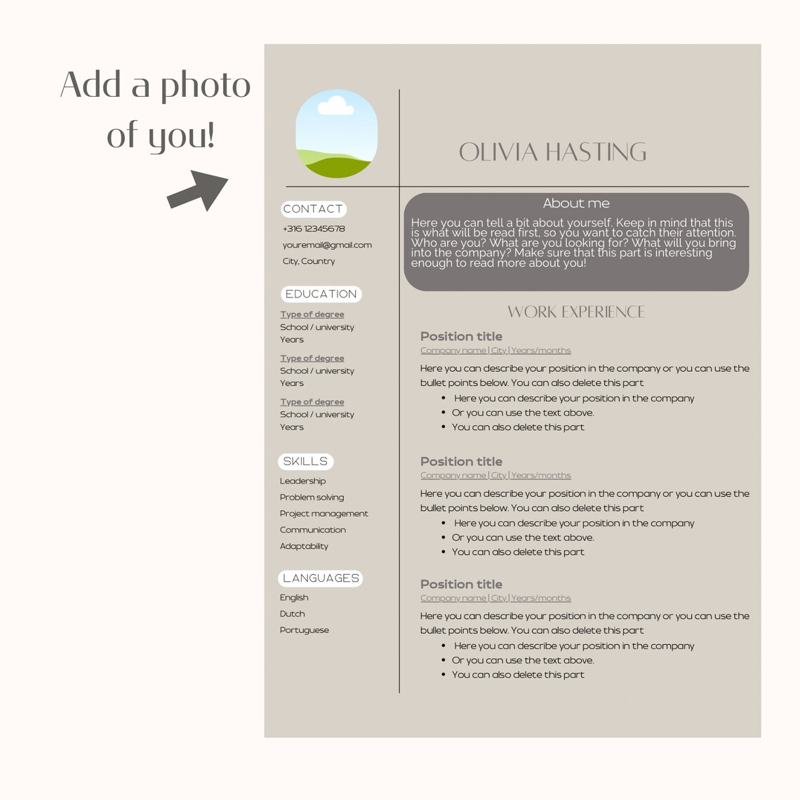 Resume Template, CV Form, Job Application Document, Download and Edit ...