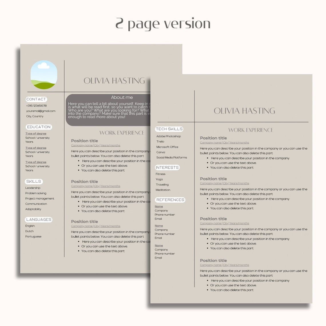 Resume Template, CV Form, Job Application Document, Download and Edit ...