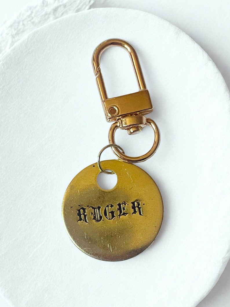 Custom Gothic Brass Pet ID Tag | Hand-stamped Dog & Cat Name Tag - Etsy