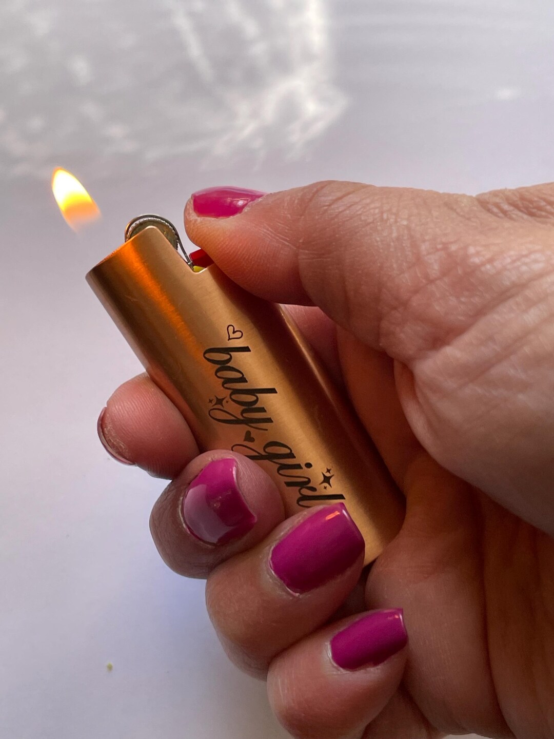 Custom Bic Mini Lighter Cover Silver or Rose Gold, Engraved Metal ...