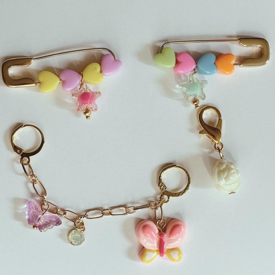 Butterfly Shoe Charm Set, Beaded Safety Pin, Sneaker Accessories - Etsy