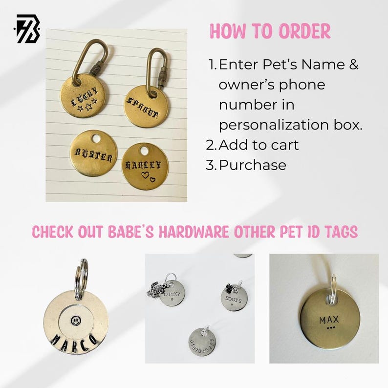 Custom Gothic Brass Pet ID Tag | Hand-stamped Dog & Cat Name Tag - Etsy