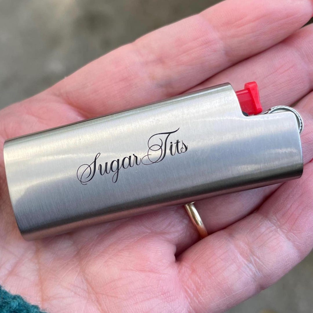 Engraved Mini Lighter Case – Brushed Silver, Personalized Bic Mini J5 ...