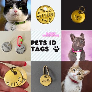 Custom Gothic Brass Pet ID Tag | Hand-stamped Dog & Cat Name Tag - Etsy