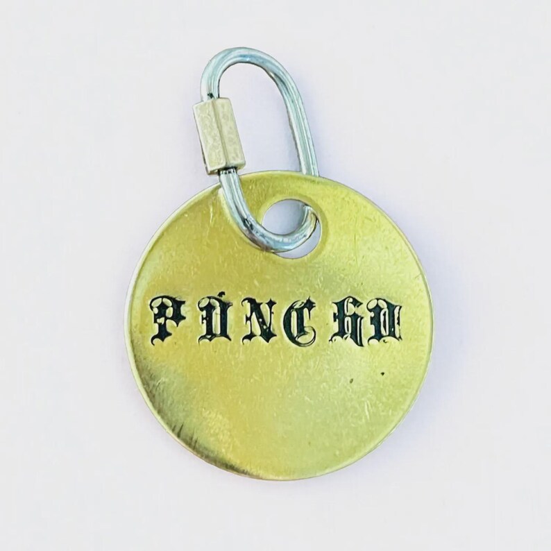 Custom Gothic Brass Pet ID Tag | Hand-stamped Dog & Cat Name Tag - Etsy