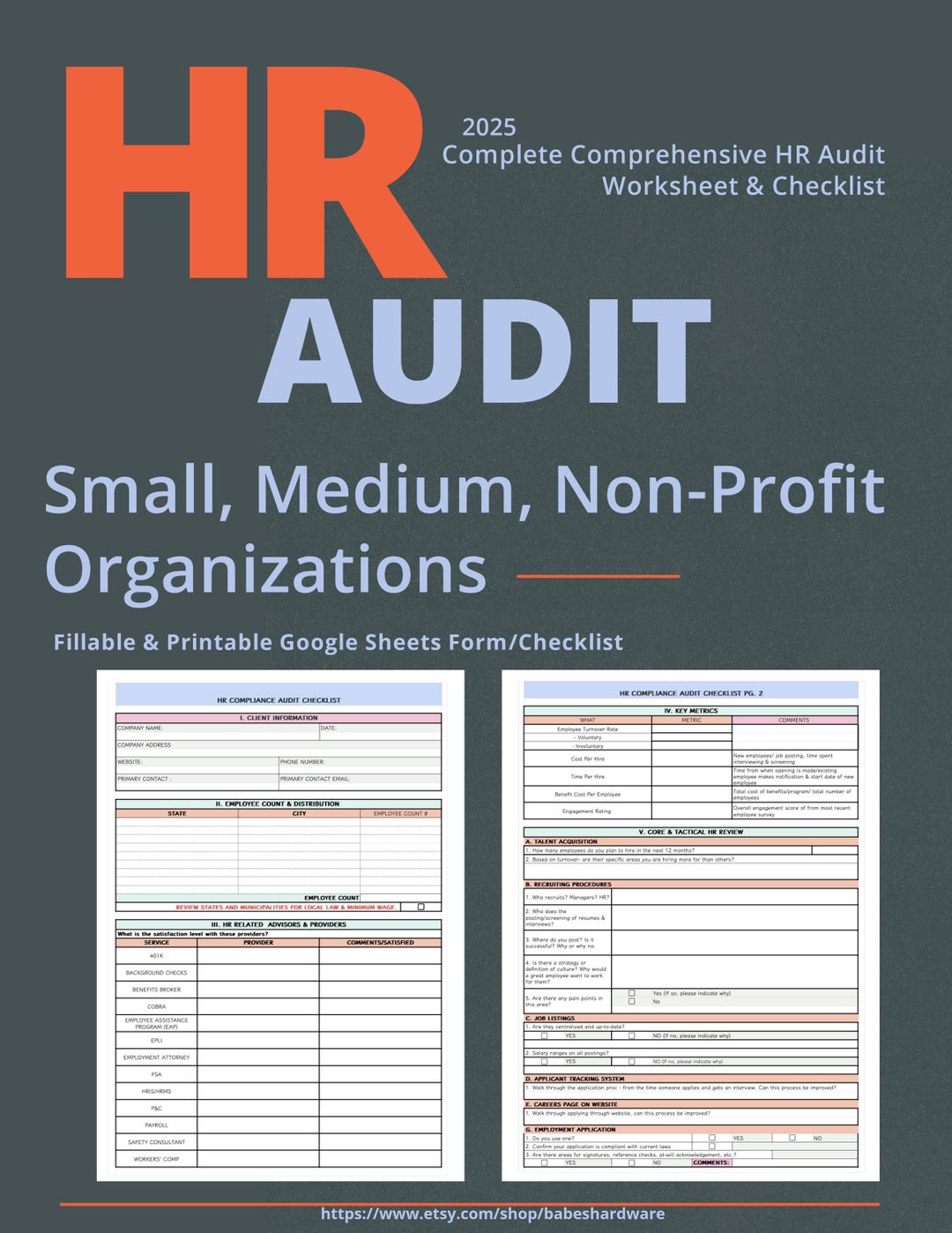 Complete HR Compliance Audit Checklist & Form Google Sheets, HR ...