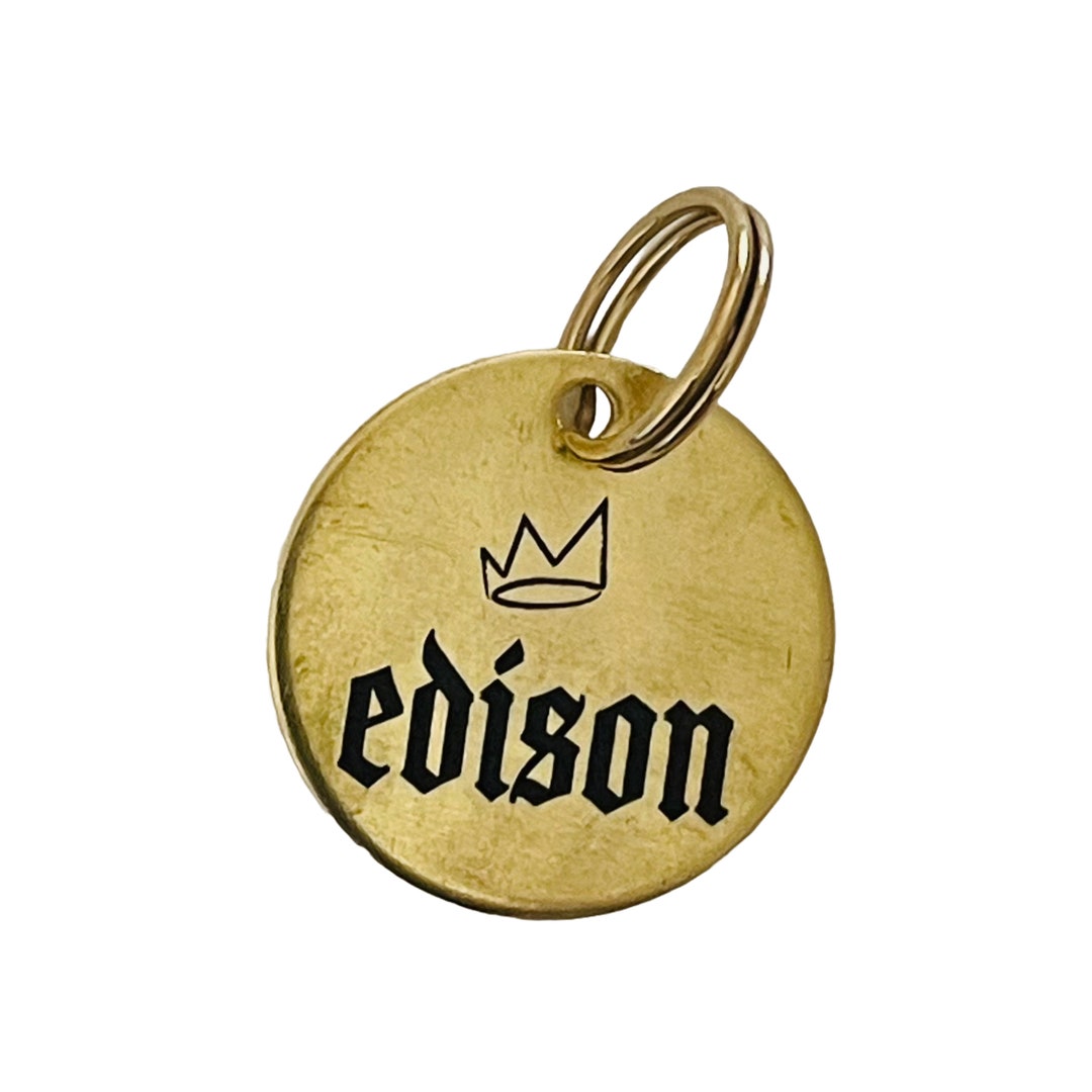 Goth Pet Name Tag for Dogs or Cats Custom Engraved Round Brass 1 Tag ...