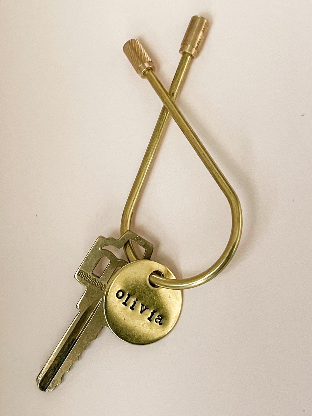 Custom Brass Crossed Helix Keyring, Gold Crossed Helix Key Holder With ...