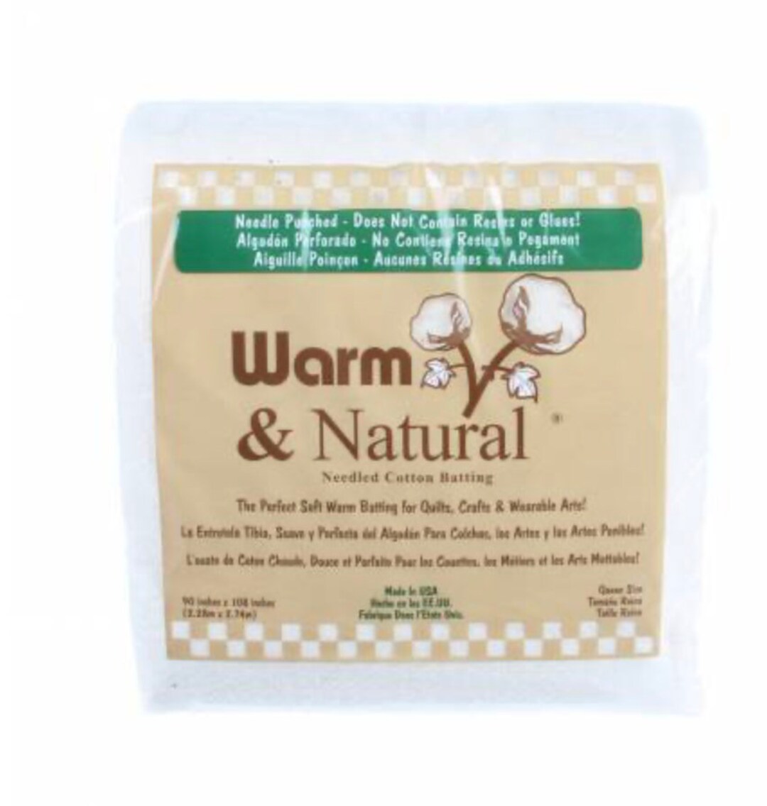 Warm and Natural Cotton Batting 90x108, Queen Size Batting, Quilters ...