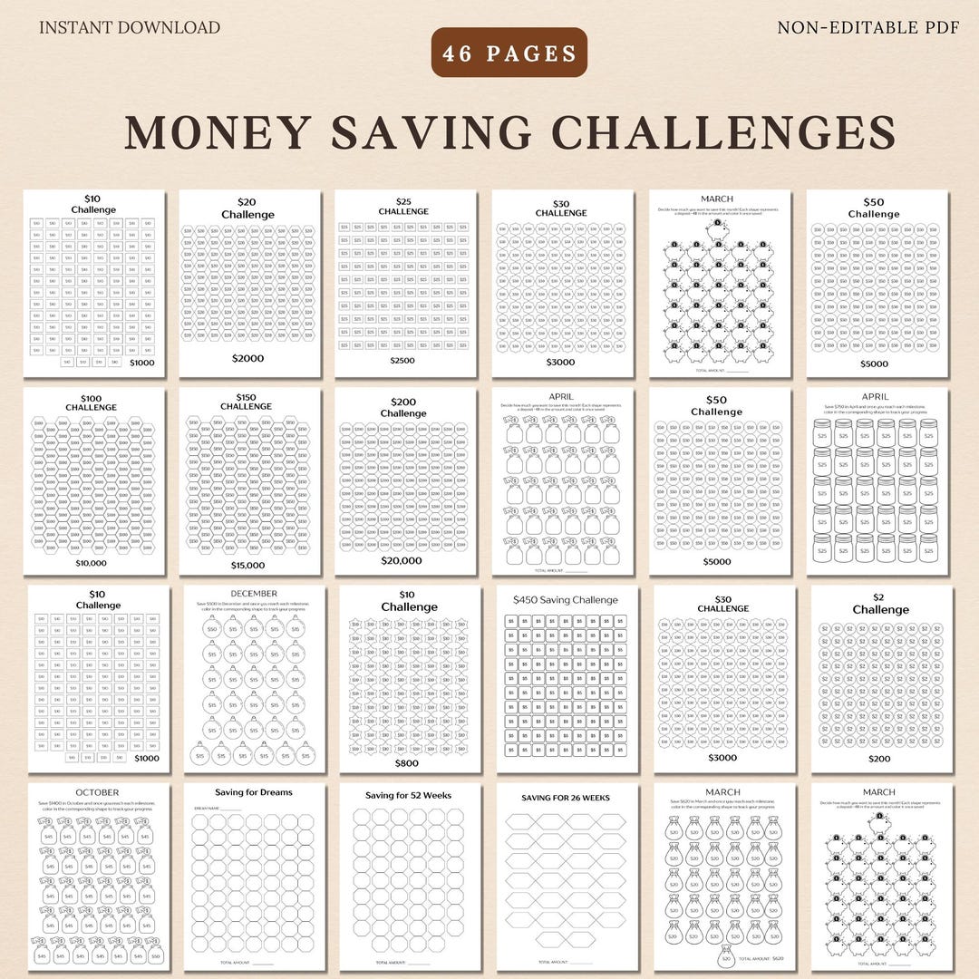 Money Saving Challenges Bundle, Money Challenge, Savings Tracker, Low ...