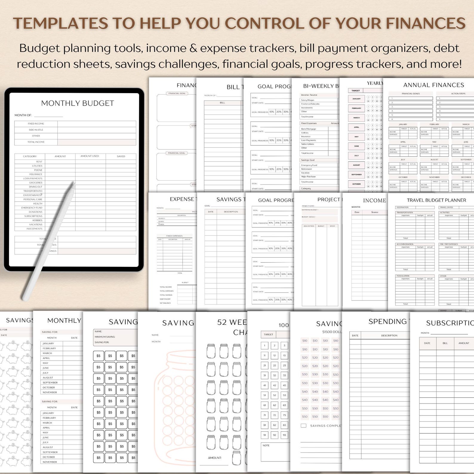 Budget Planner BUNDLE, Printable Personal Finance Binder,financial ...
