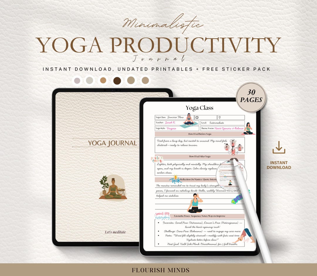 Yoga Journal | Printable Yoga Tracker | Mindfulness & Flexibility ...