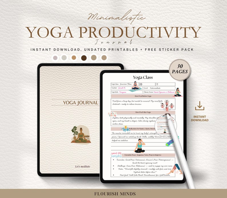 Yoga Journal | Printable Yoga Tracker | Mindfulness & Flexibility ...