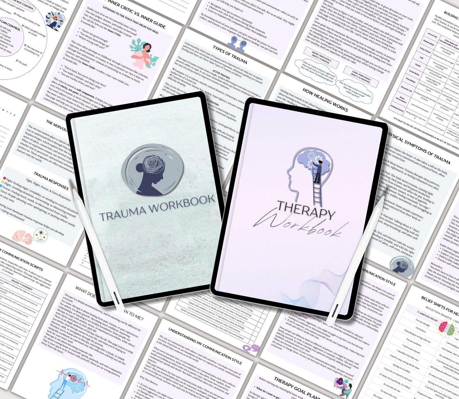 Therapy and Trauma Workbook Bundle Printable, Healing From Trauma, PTSD ...