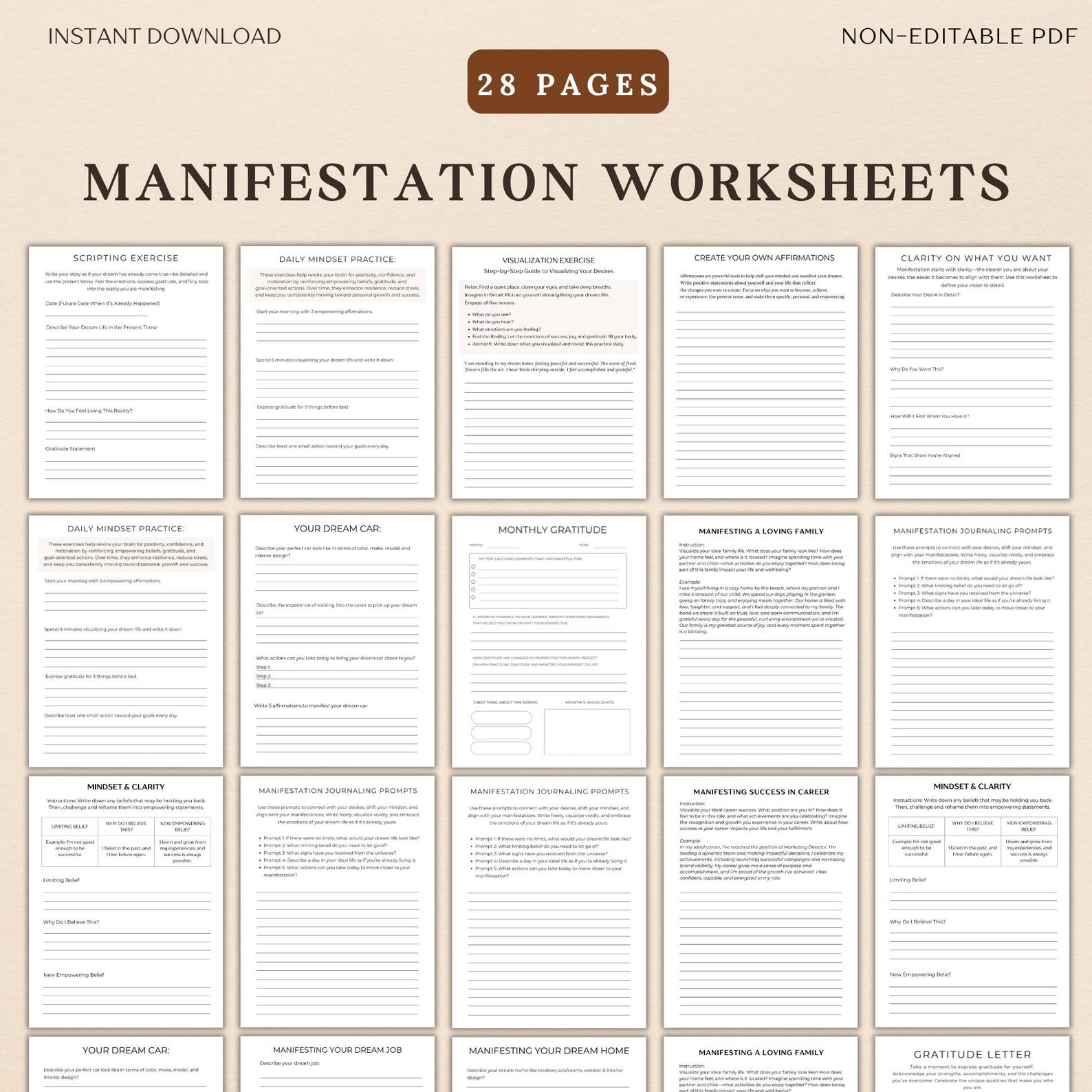 Manifestation Worksheets Printable Bundle | Law of Attraction, Goal ...