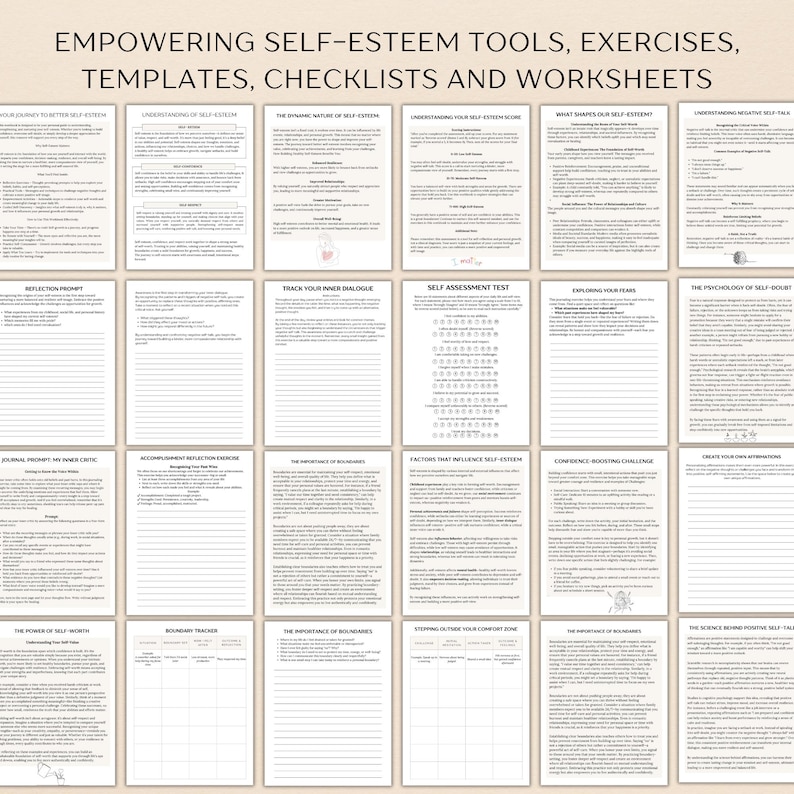 Printable Self Esteem Workbook for Self Confidence Building, Self Love ...