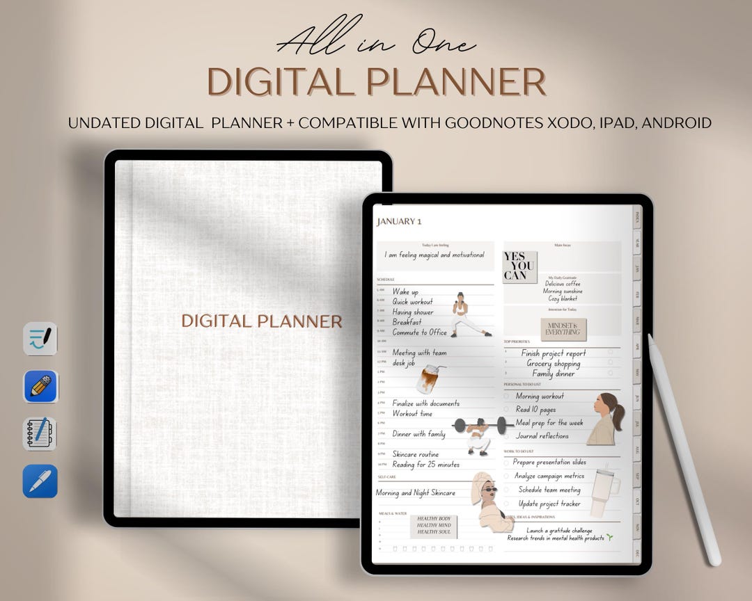 Undated Digital Planner, Goodnotes Planner, iPad Planner, Notability ...