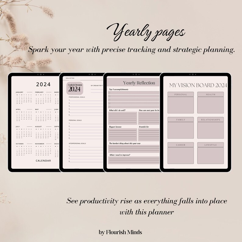 2024 Printable Goodnotes Planner Hyperlinked Monthly & Annual PDF ...