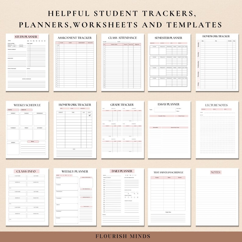 Printable Student Planner Bundle, Study Planner Bundle, Academic ...