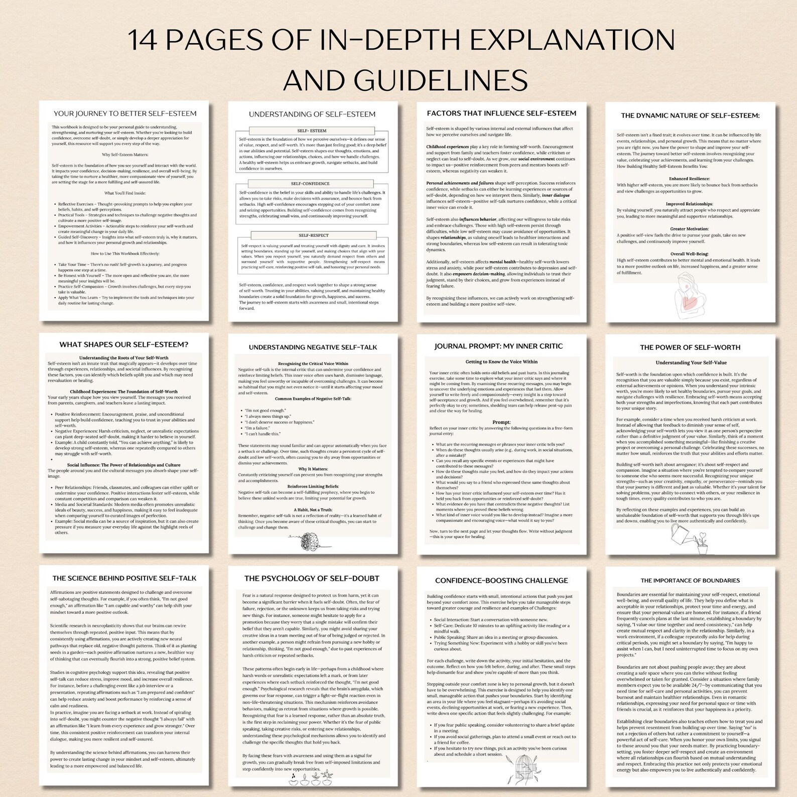 Printable Confidence Builder Journal, Self-esteem Workbook, CBT Therapy ...
