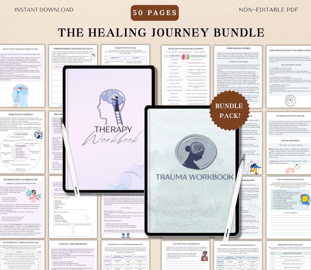 Therapy and Trauma Workbook Bundle Printable, Healing From Trauma, PTSD ...
