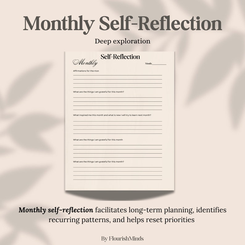 Self-reflection Journal Kit | Daily, Weekly, Monthly Worksheets | Self ...