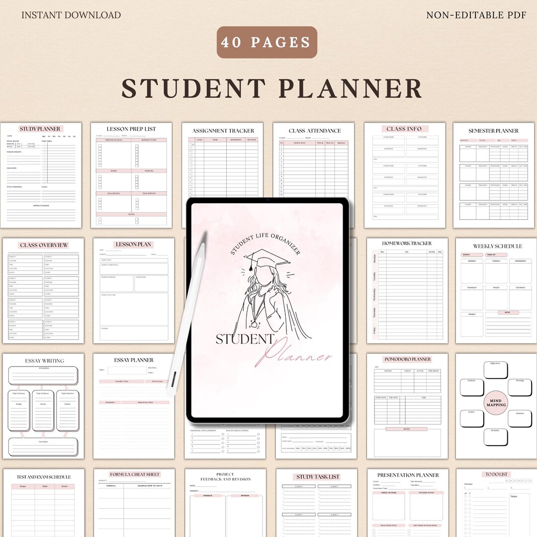 Printable Student Planner Bundle, Academic Planner, College Planner ...