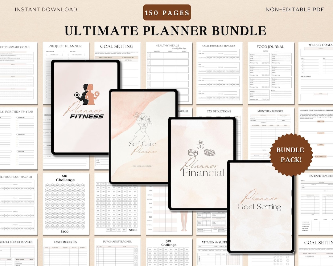 Ultimate Planner Bundle, Self Care, Fitness, Finance Planner With ...