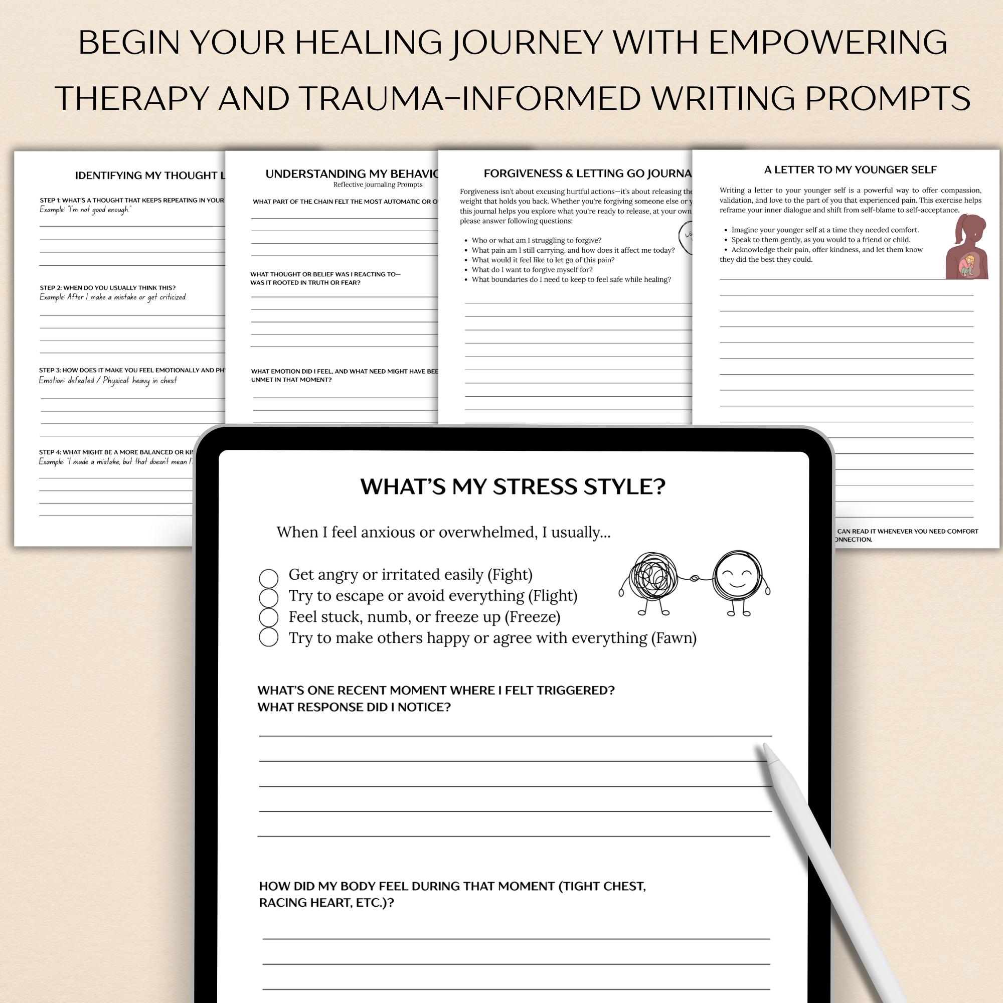 Therapy Workbook Printable, Mental Health Journal for Anxiety and ...