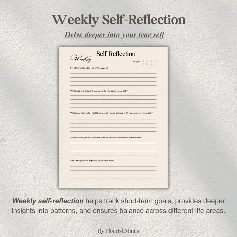Self-reflection Journal Kit | Daily, Weekly, Monthly Worksheets | Self ...