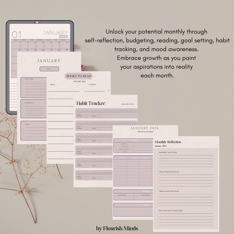 2024 Printable Goodnotes Planner Hyperlinked Monthly & Annual PDF ...