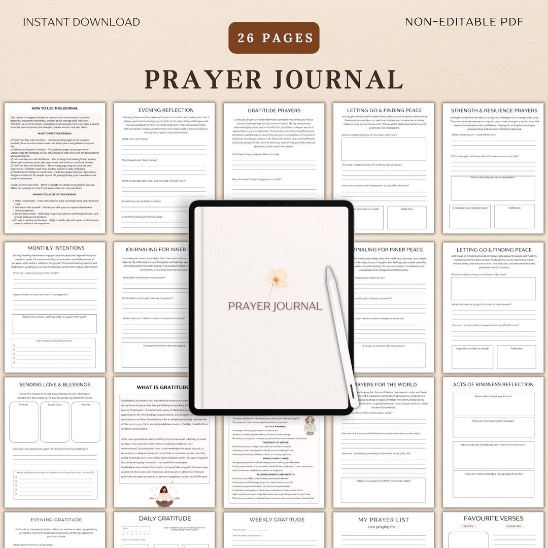 Prayer Journal Printable, Daily Gratitude Journal, Faith Journal ...